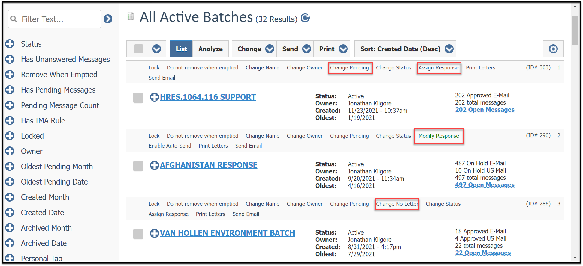 Sending Messages from a Batch