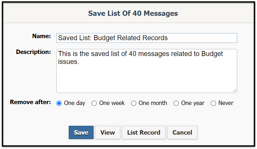Creating Saved Search and Saved Lists